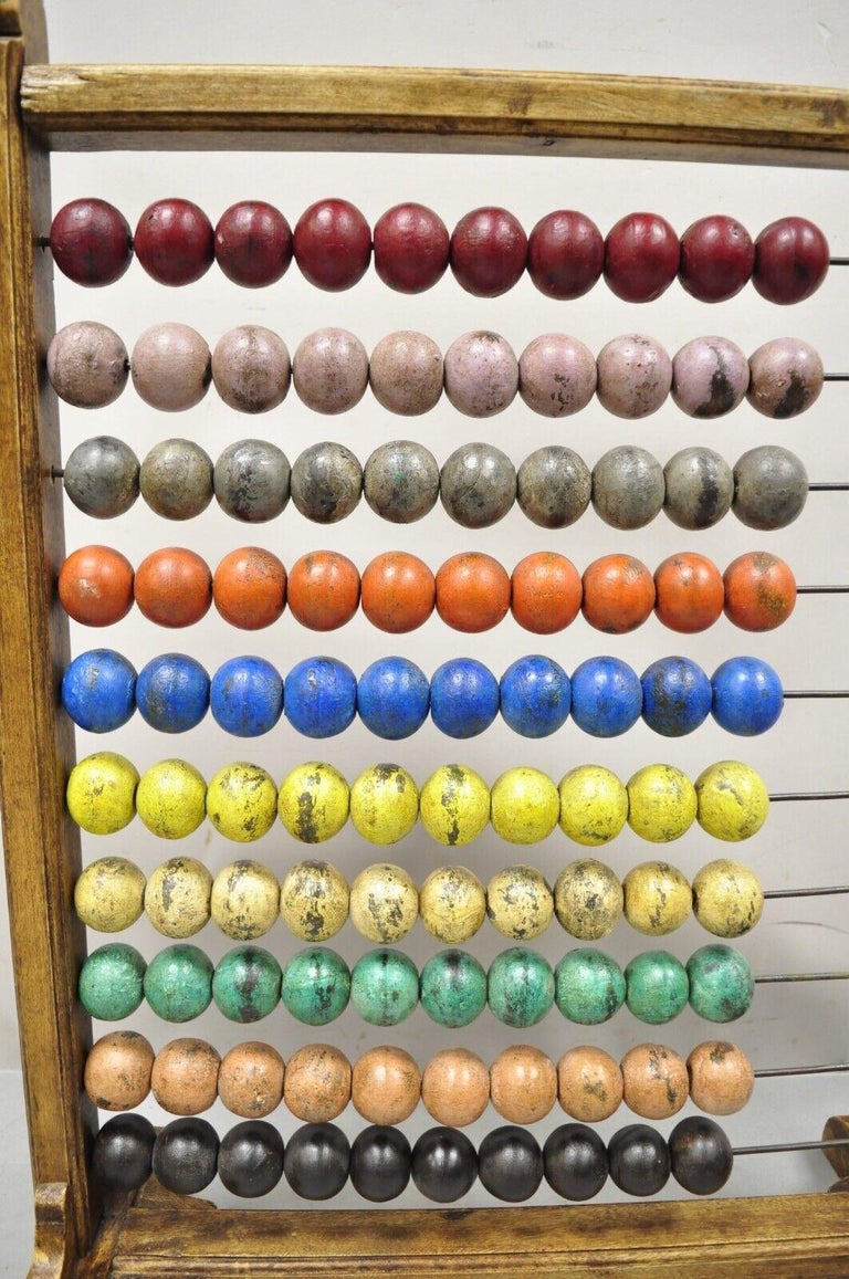 Large Vintage Mongolian Wooden Math Abacus with Painted Wooden Balls ...
