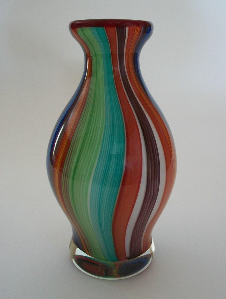 Large Vintage Multicolor Murano Glass Vase, Italy, Late 20th Century ...