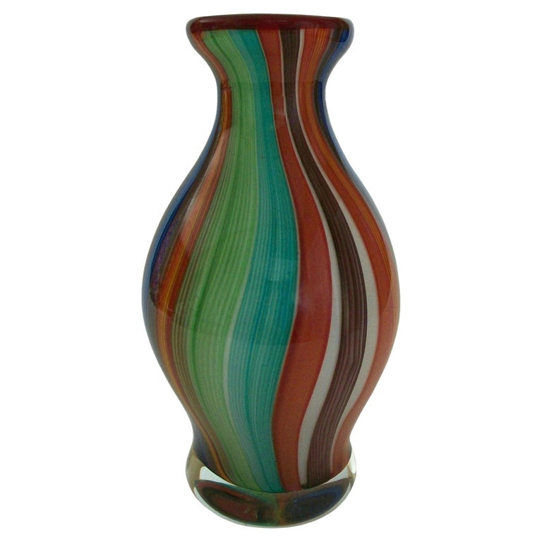 Large Vintage Multicolor Murano Glass Vase, Italy, Late 20th Century ...