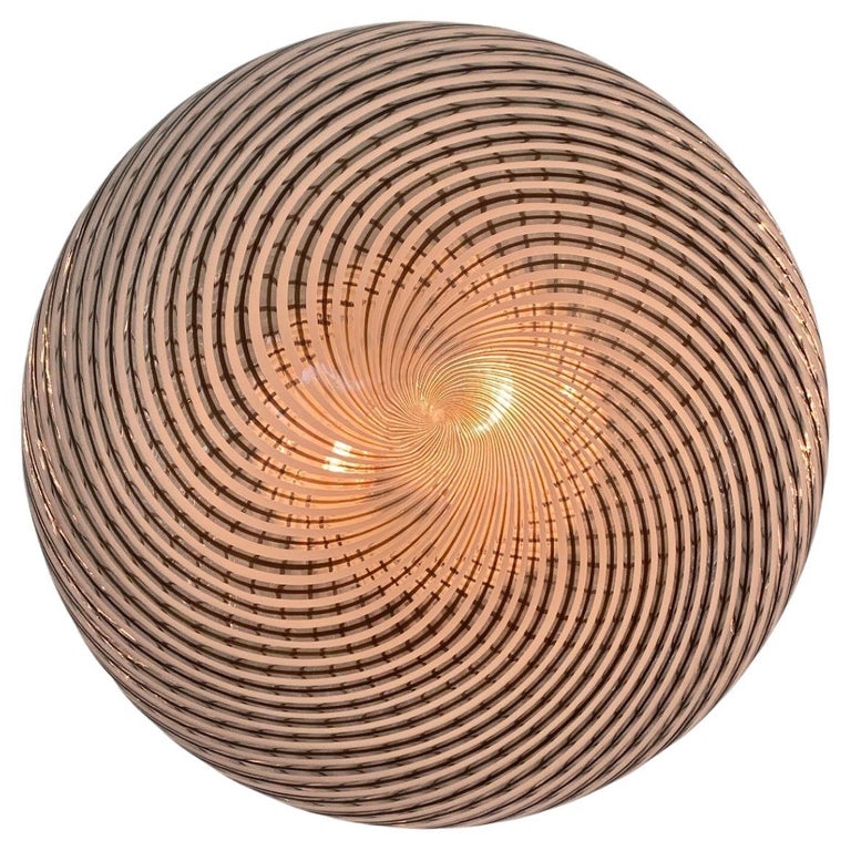 Large Vintage Murano 1970s Flush Mount Plafond Ceiling Wall Lamp Swirl ...