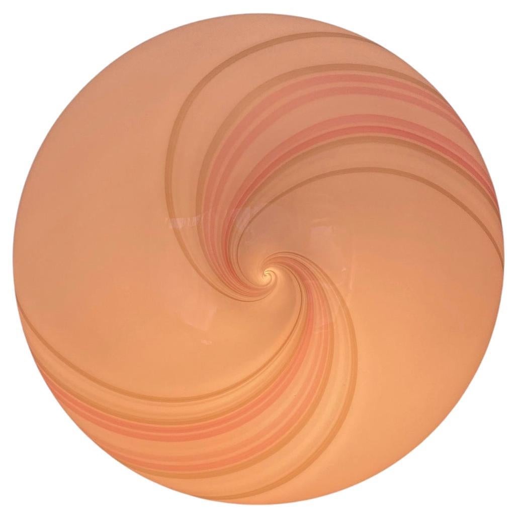 Vintage Murano 70s White Swirl Glass Flat Plafond Flush Mount Ceiling ...