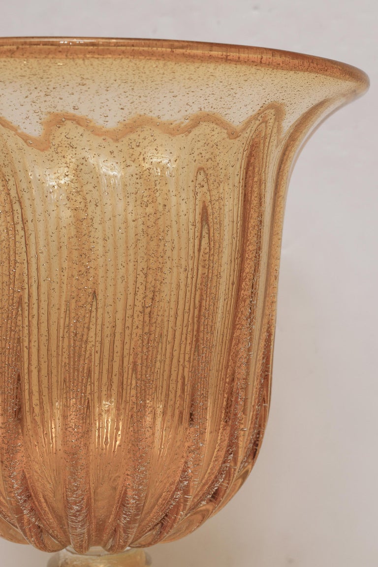 Large Vintage Murano Glass Vase in the Style of Seguso For Sale at 1stDibs