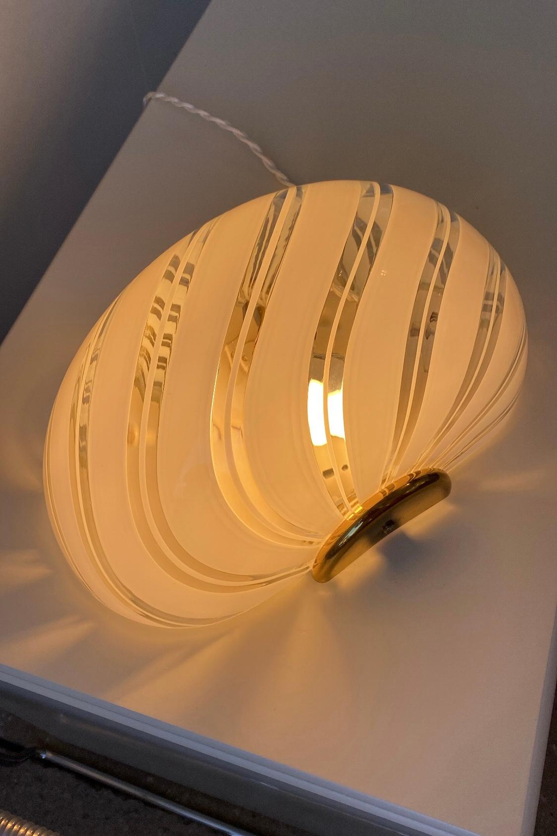 Large Vintage Murano Italian 70s Wall Lamp Scone White Swirl Glass with ...