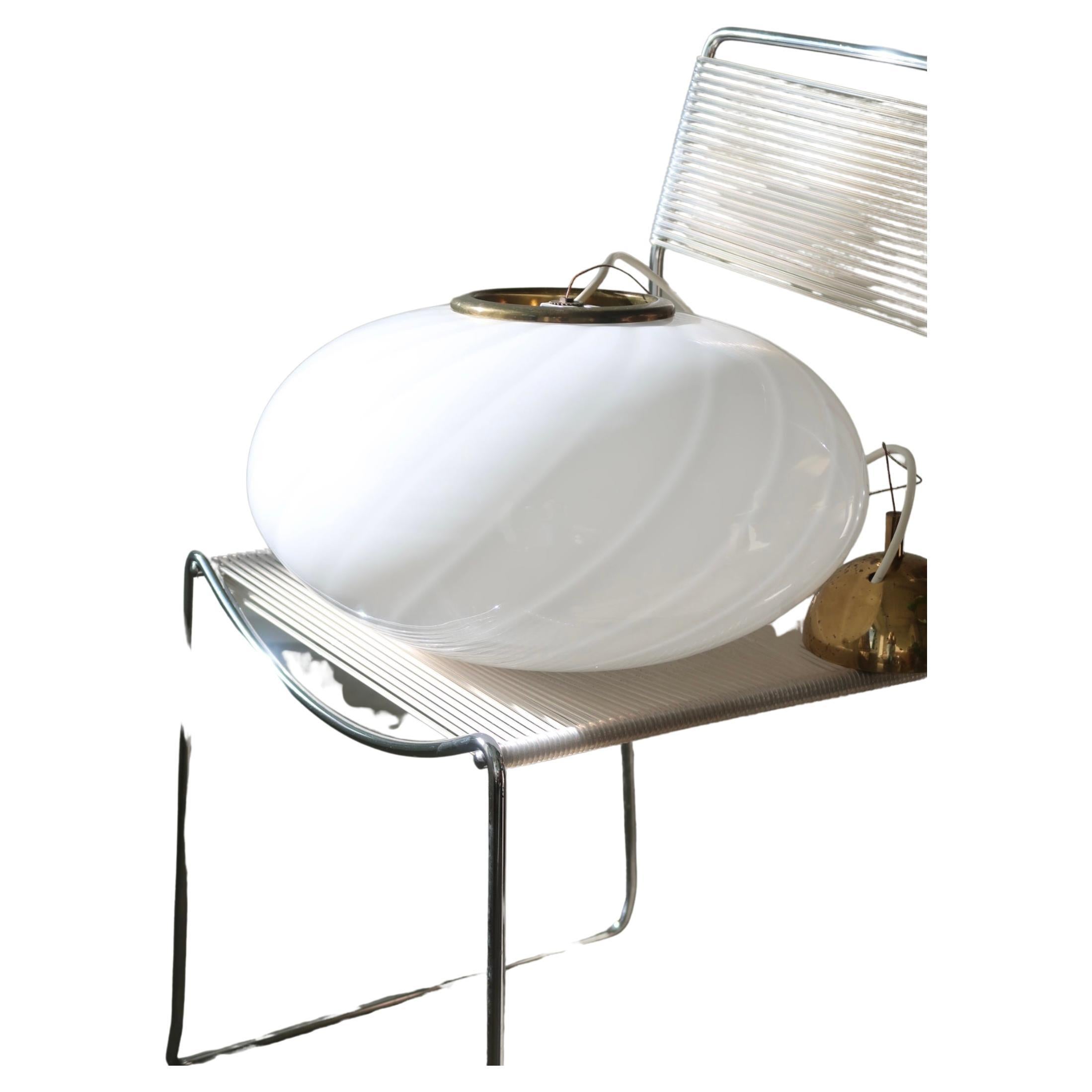 Vintage Murano Large 1970s White Swirl Globe Sphere Pendant Ceiling ...