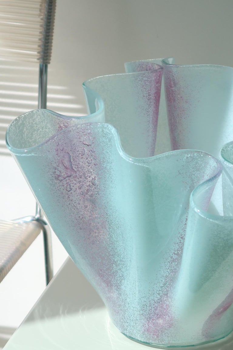 Large Vintage Murano Mint Purple Fazzoletto Vase, Italian, 1980s For ...