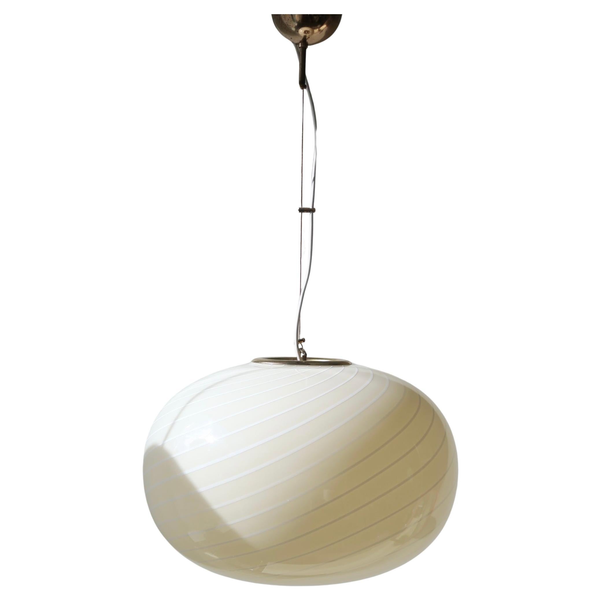 Large Vintage Murano Pendant Lamp Yellow Swirl Glass 70s Italian Mouth ...
