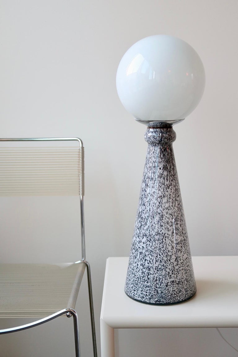 Large Vintage Murano Speckled Globe Mouth-Blown Space Age Column Table ...