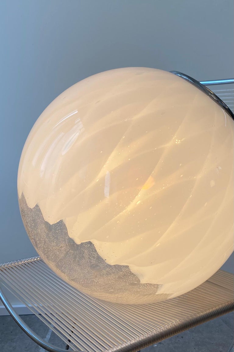 Large Vintage Murano Sphere White Bubble Glass Swirl Pendant Globe ...