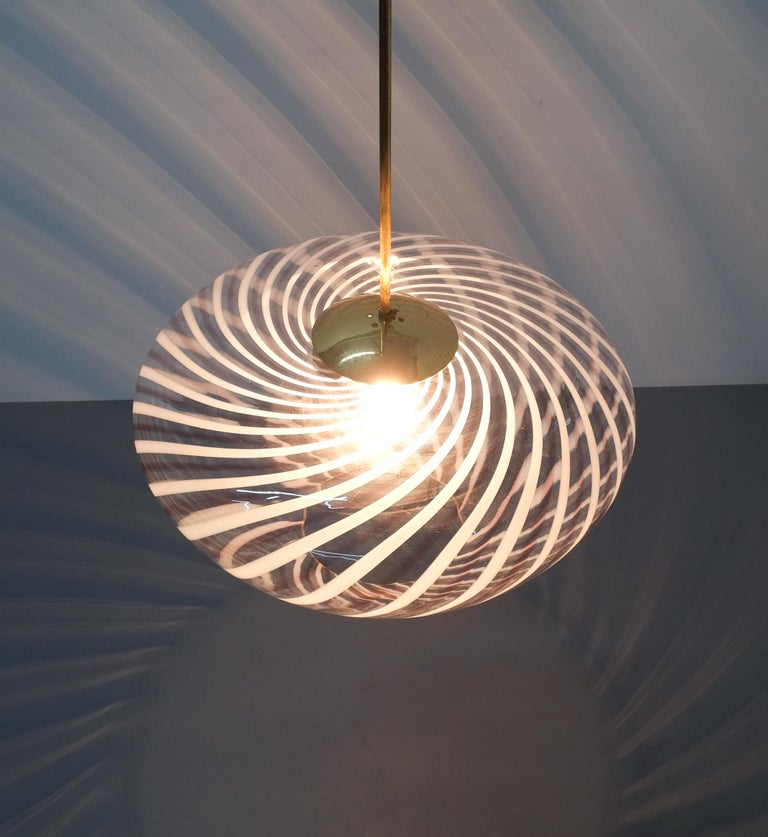 Large Vintage Murano Swirl Glass Pendant Lamp at 1stDibs | swirl glass ...