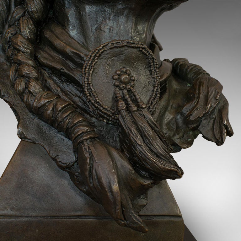 Large Vintage Native American Chief Bust, Bronze, Sculpture, Sioux ...
