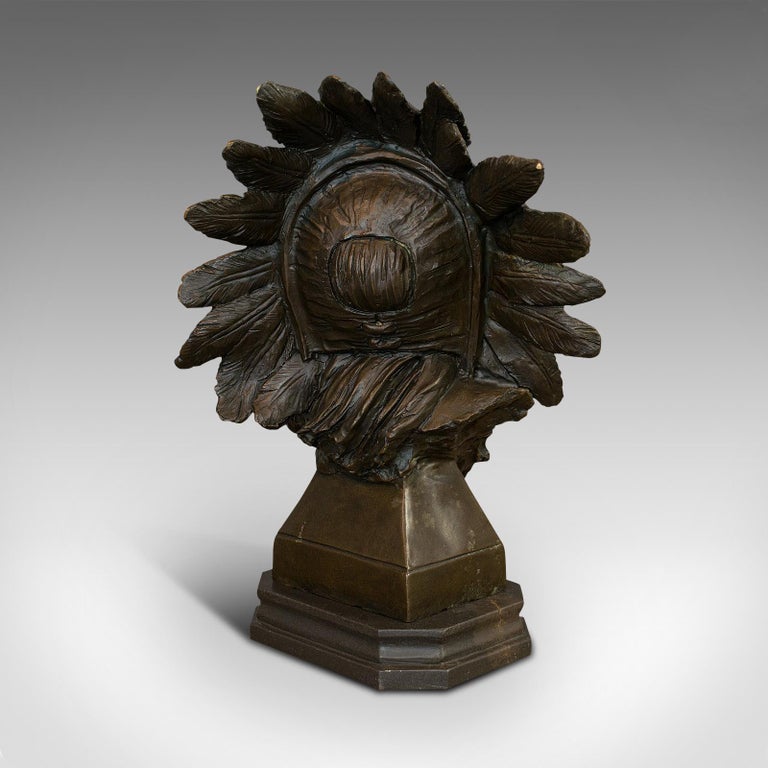 Large Vintage Native American Chief Bust, Bronze, Sculpture, Sioux ...