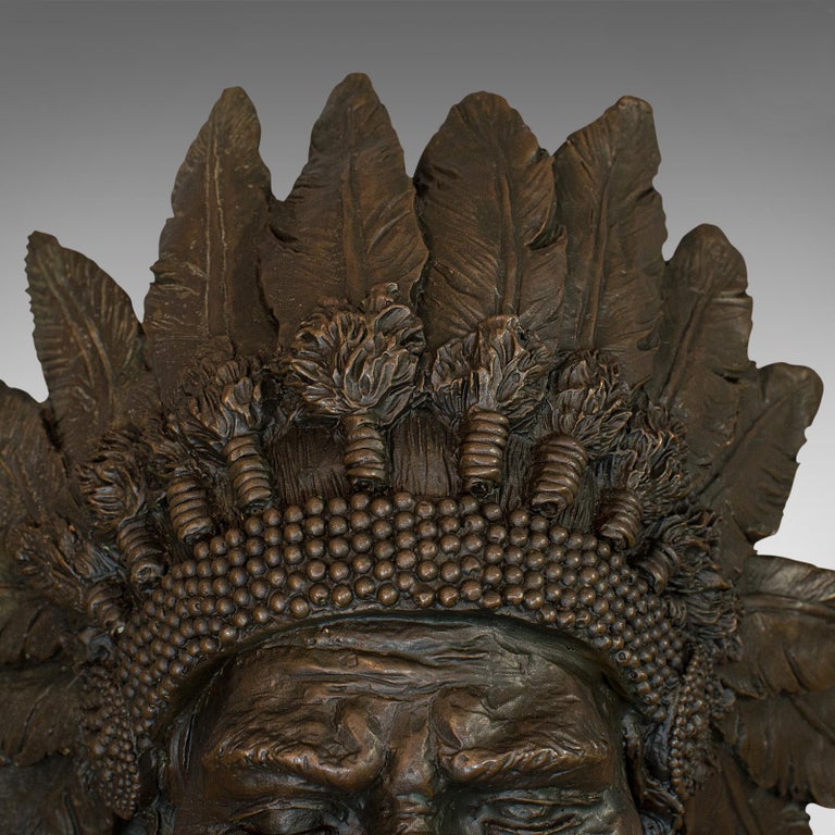 Large Vintage Native American Chief Bust, Bronze, Sculpture, Sioux ...