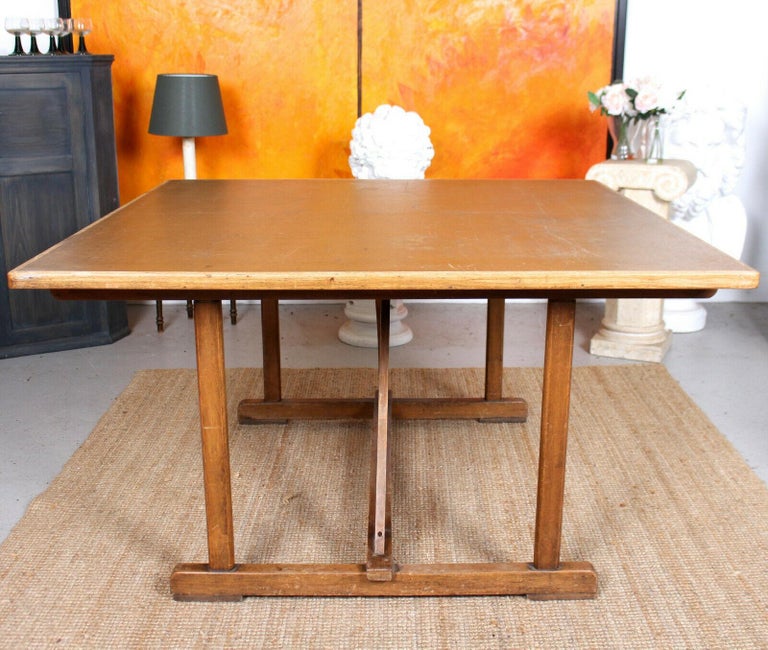 Large Vintage Oak Table Work Table Boardroom at 1stDibs