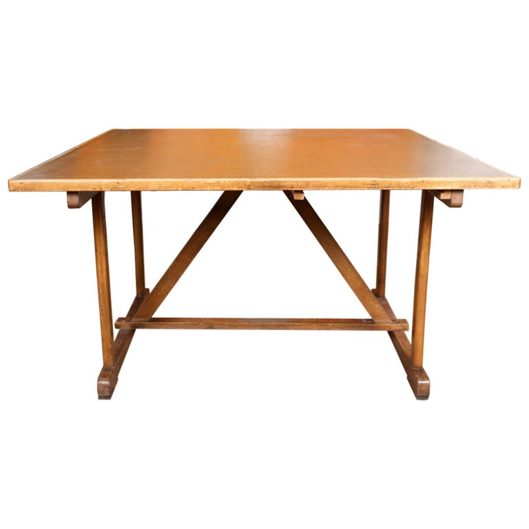 Large Vintage Oak Table Work Table Boardroom at 1stDibs