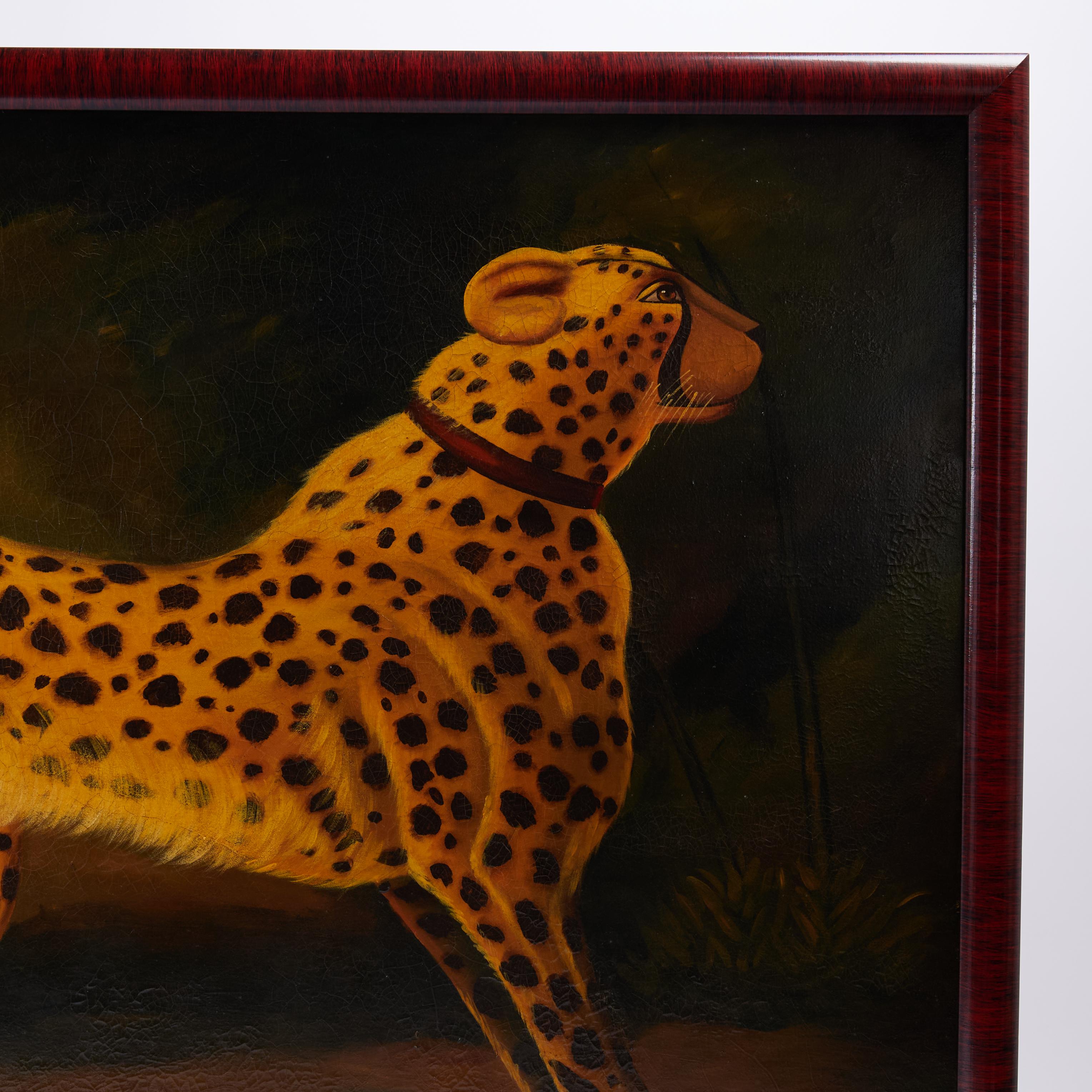 Large Vintage Oil Painting on Canvas of a Cheetah By Reginald Baxter ...