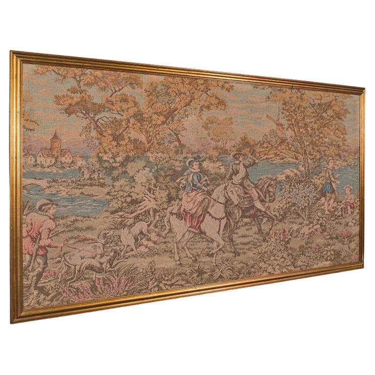 Large Vintage Panoramic Tapestry, Continental, Needlepoint, Decorative ...