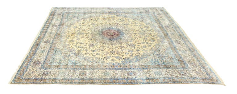 Large Persian Nain square Rug - 100% Silk For Sale at 1stDibs