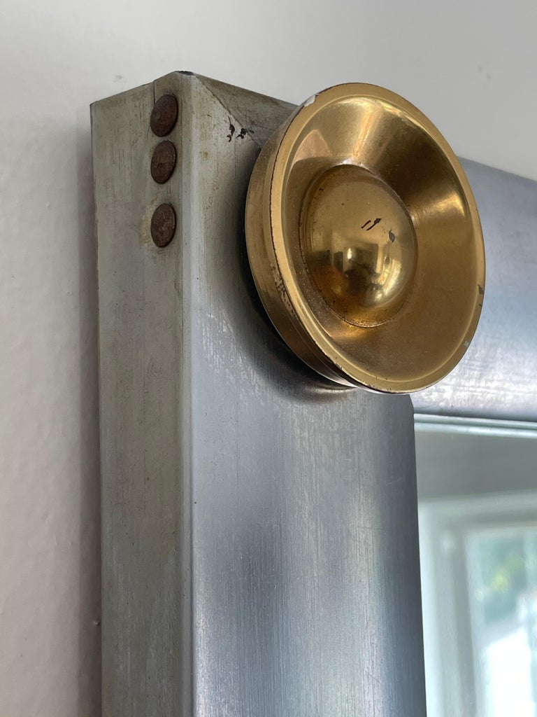 Large Vintage Pewter and Brass Button Mirror Svenskt-Tenn Manner For ...