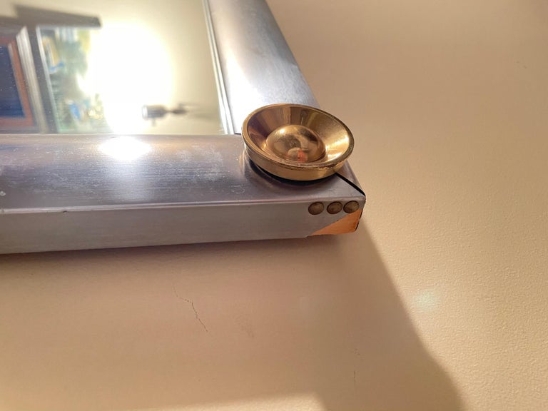 Large Vintage Pewter and Brass Button Mirror Svenskt-Tenn Manner For ...