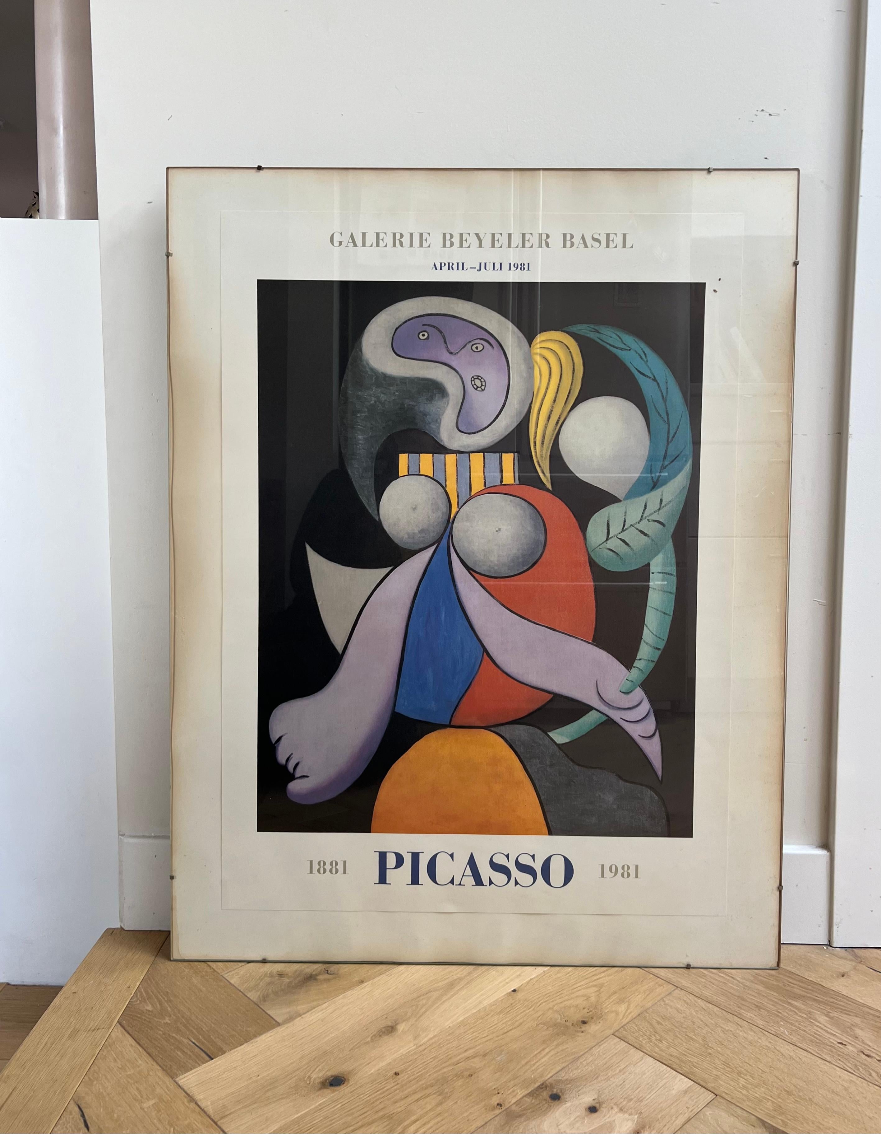 Large Vintage Picasso Exhibition Poster, Framed, 1981 For Sale at 1stDibs