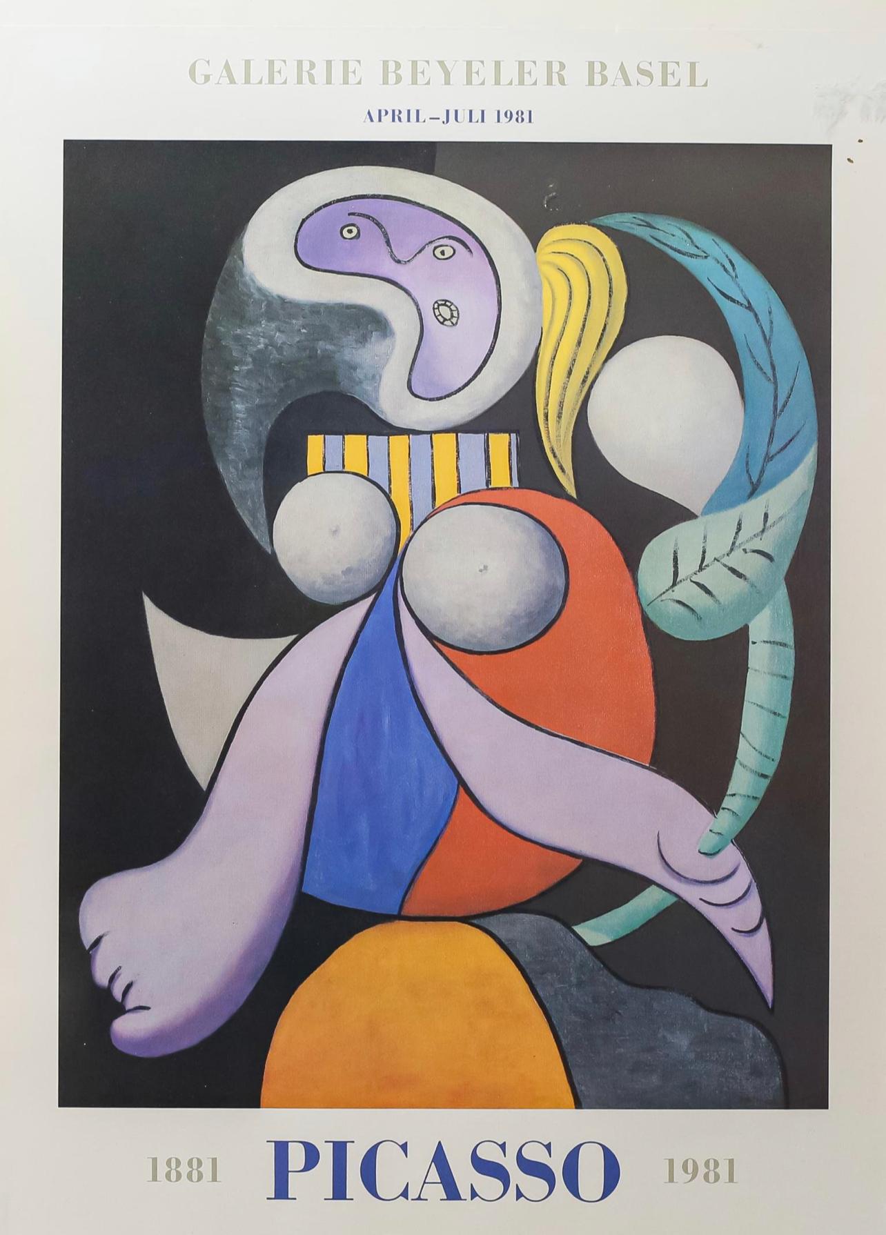 Large Vintage Picasso Exhibition Poster, Framed, 1981 For Sale at 1stDibs