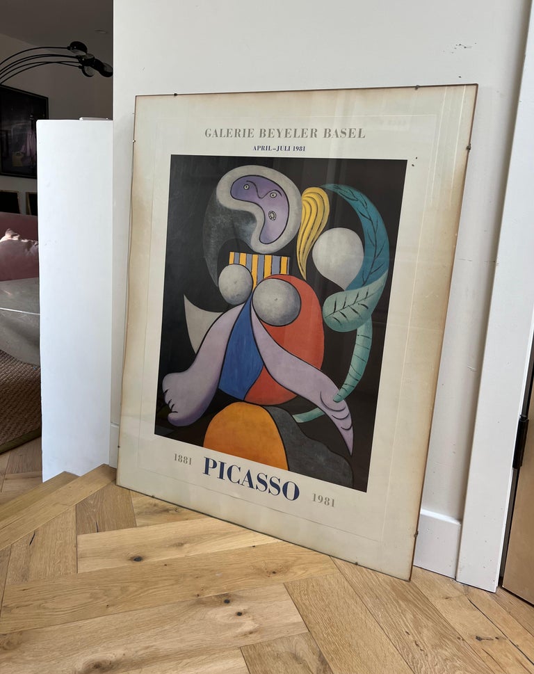 Large Vintage Picasso Exhibition Poster, Framed, 1981 For Sale at 1stDibs