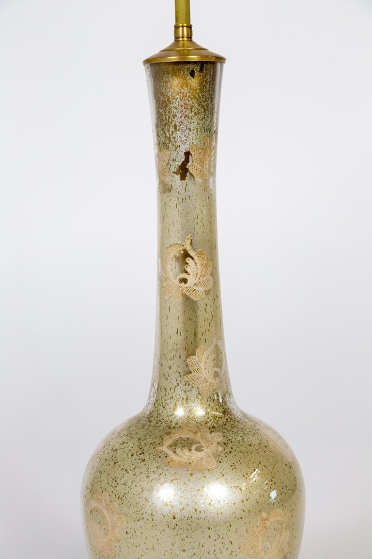 Large Vintage Platinum Glass Pearl Lace Amphora Table Lamp For Sale at ...