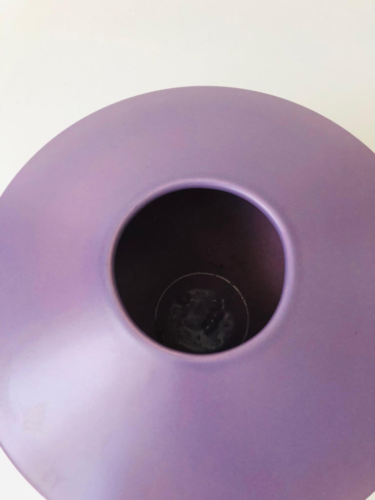 Large Vintage Postmodern Circular Tapered Purple Vase For Sale at 1stDibs