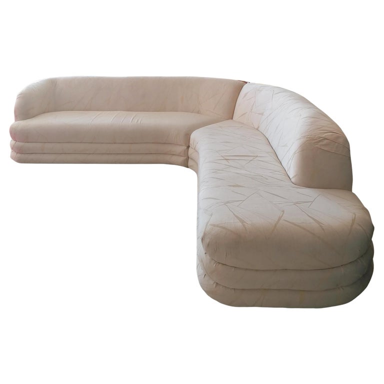 Large Vintage Postmodern Curved L-Shaped 2 Piece Corner Sofa, 1980s ...