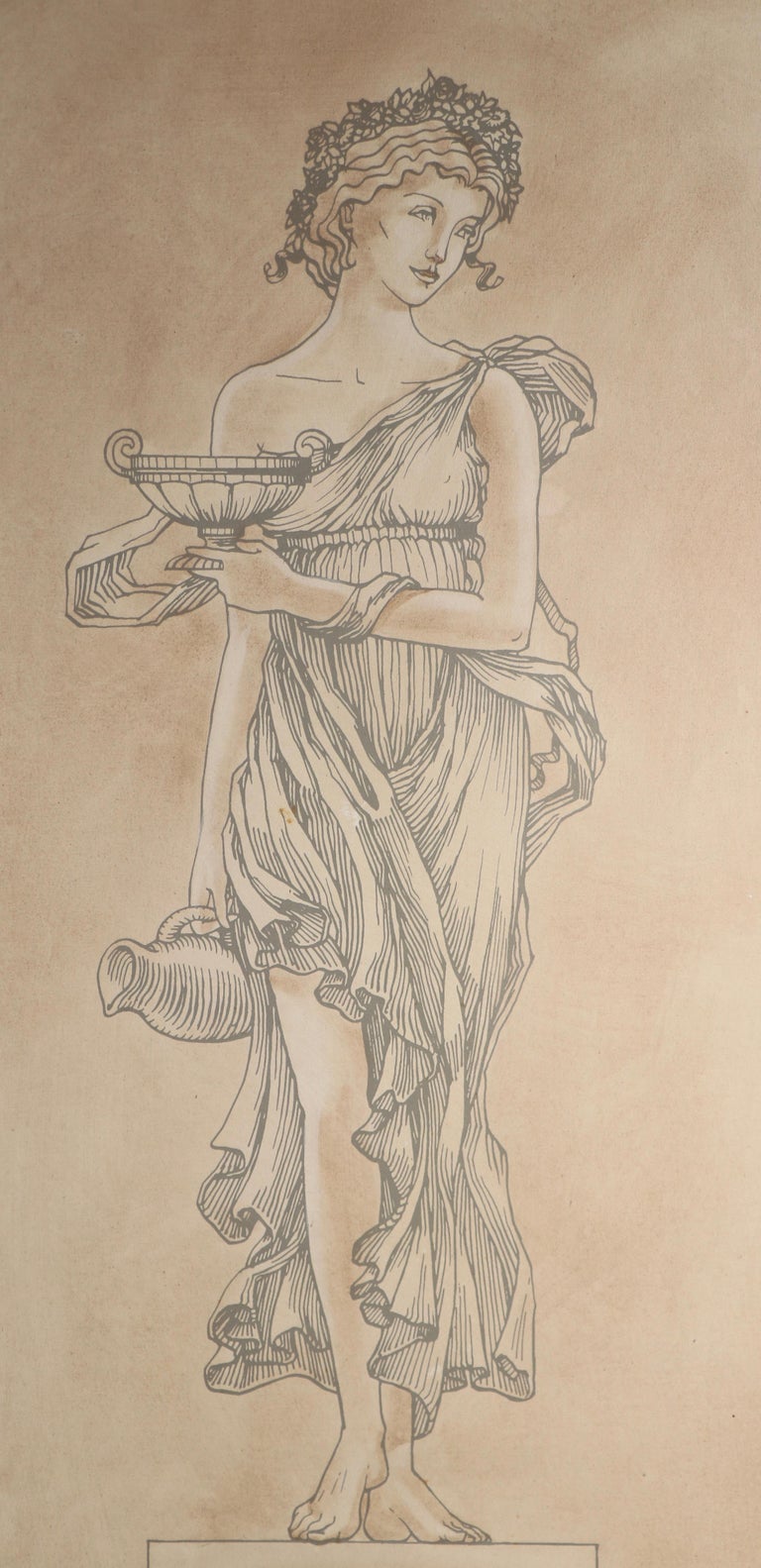 Large Vintage Prop Print of Greco Roman Statue of Woman in Flowing Garb ...
