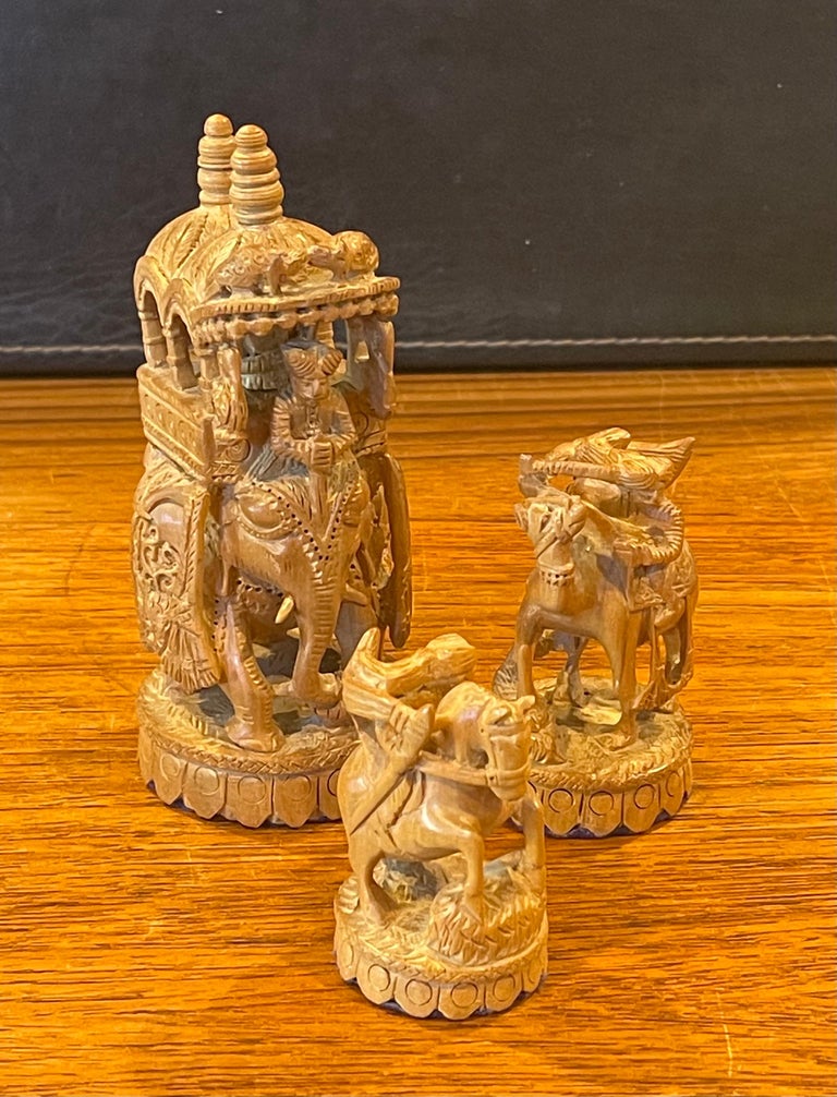 Large Vintage Rajasthani / Indian Chess Set with Board For Sale at 1stDibs