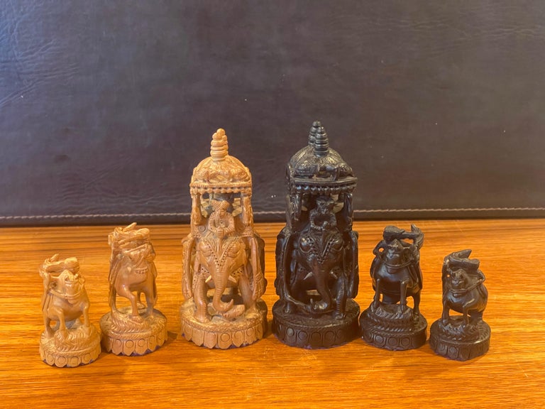 Large Vintage Rajasthani / Indian Chess Set with Board For Sale at ...