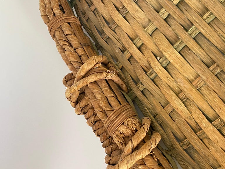 Large Vintage Rattan Platter, with an Old Patina, France, 1970 For Sale ...