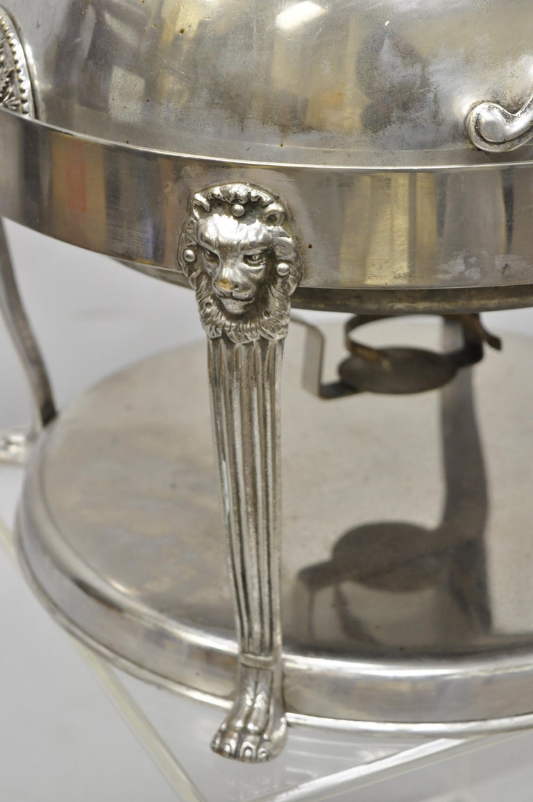 Large Vintage Regency Silver Plated Round Silver Chafing Dish Chafer ...