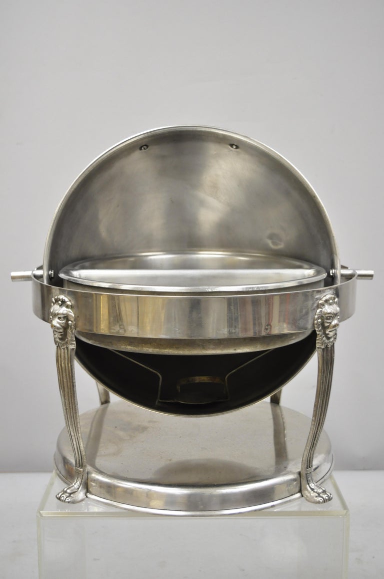 Large Vintage Regency Silver Plated Round Silver Chafing Dish Chafer ...