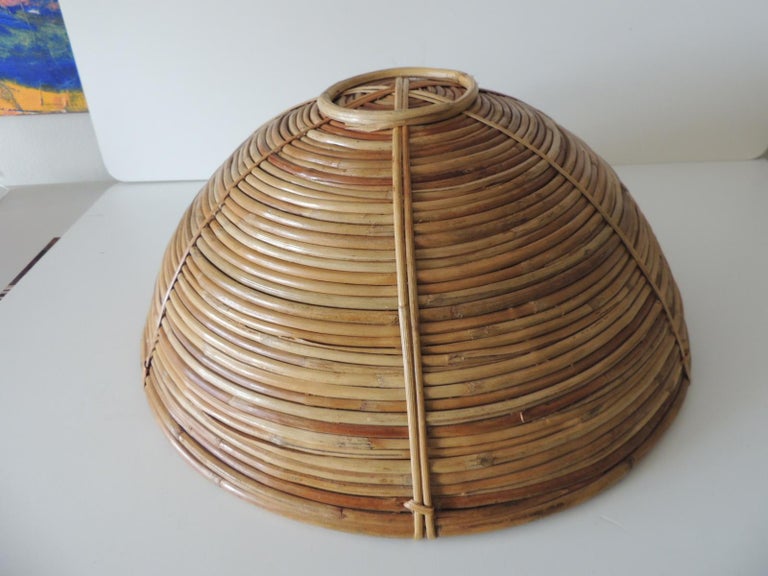 Large Vintage Round Coiled Bamboo Basket or Bowl For Sale at 1stDibs ...
