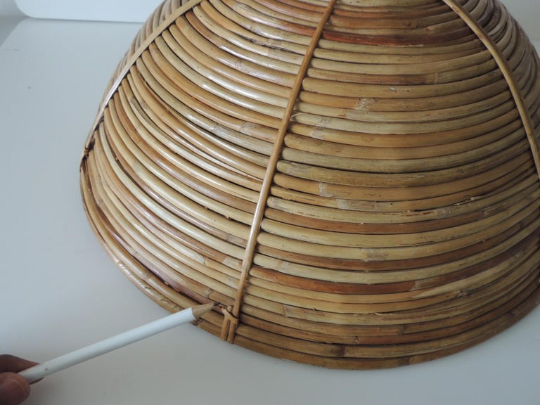Large Vintage Round Coiled Bamboo Basket or Bowl For Sale at 1stDibs ...