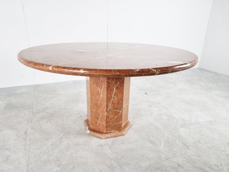 Large Vintage Round Red Marble Dining Table 1970s at 1stDibs