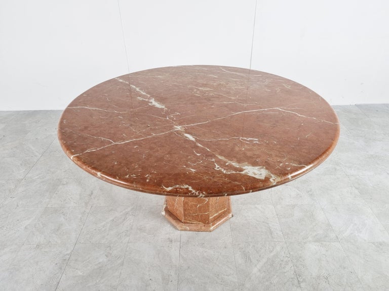Large Vintage Round Red Marble Dining Table 1970s at 1stDibs