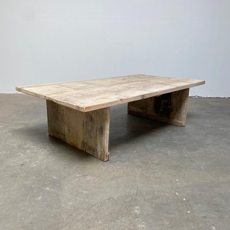 Large Vintage Rustic Teak Wood Coffee Table at 1stDibs | big rustic ...
