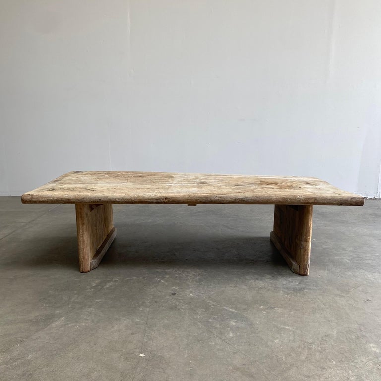 Large Vintage Rustic Teak Wood Coffee Table Custom Size at 1stDibs