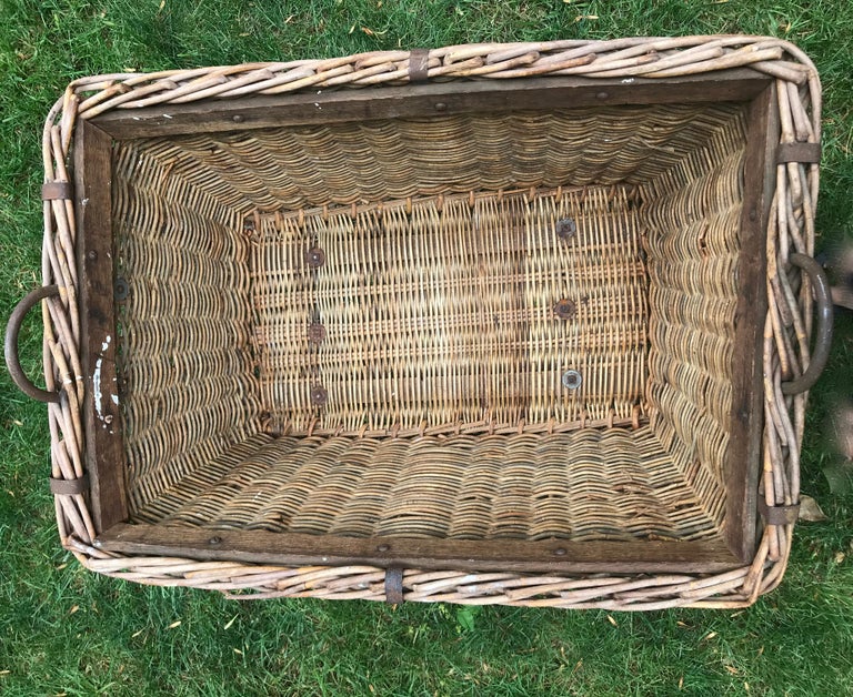 Large Vintage Rustic Wicker Basket at 1stDibs | large rustic baskets ...