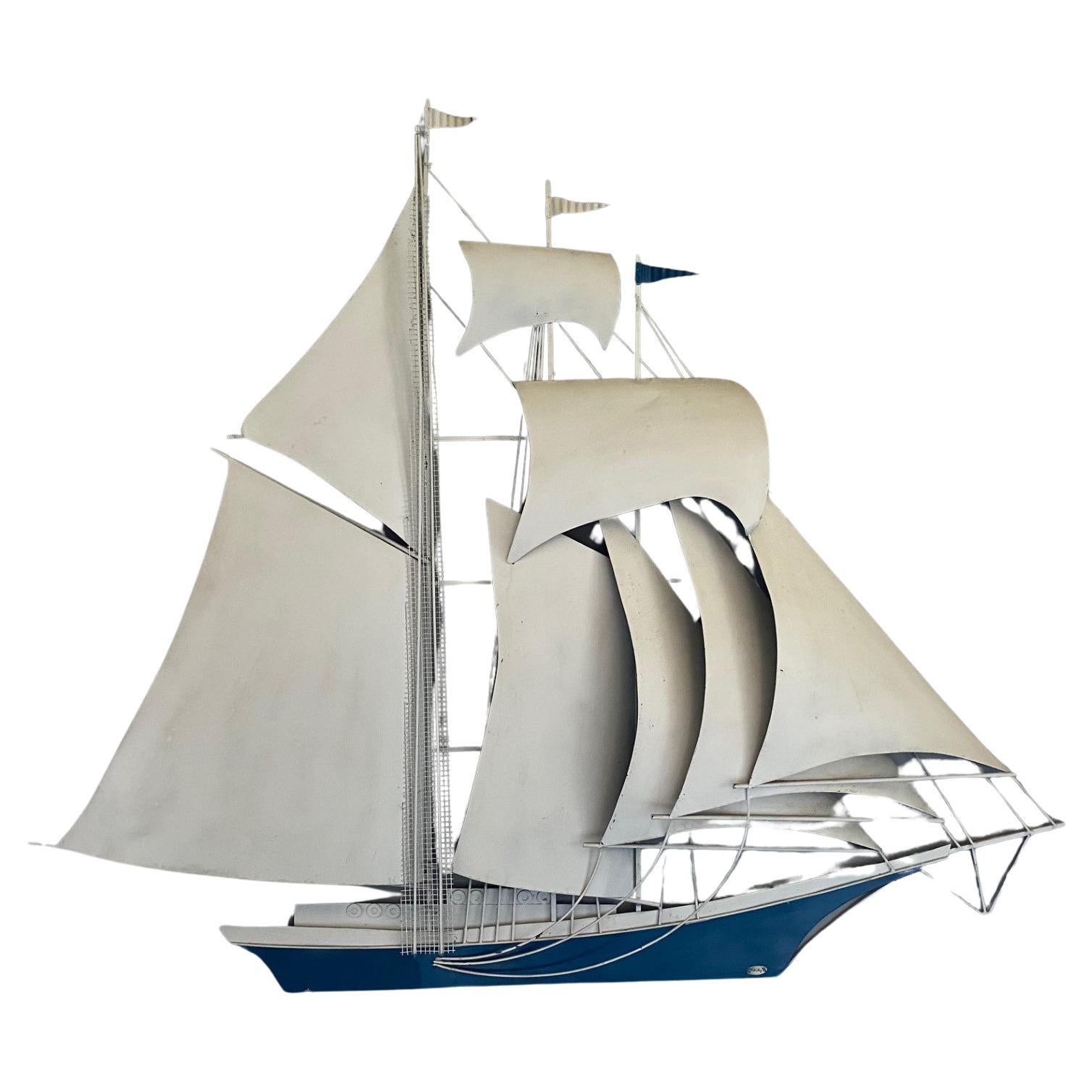 Large Vintage Sailing Boat Wall Sculpture by Wiley For Sale at 1stDibs
