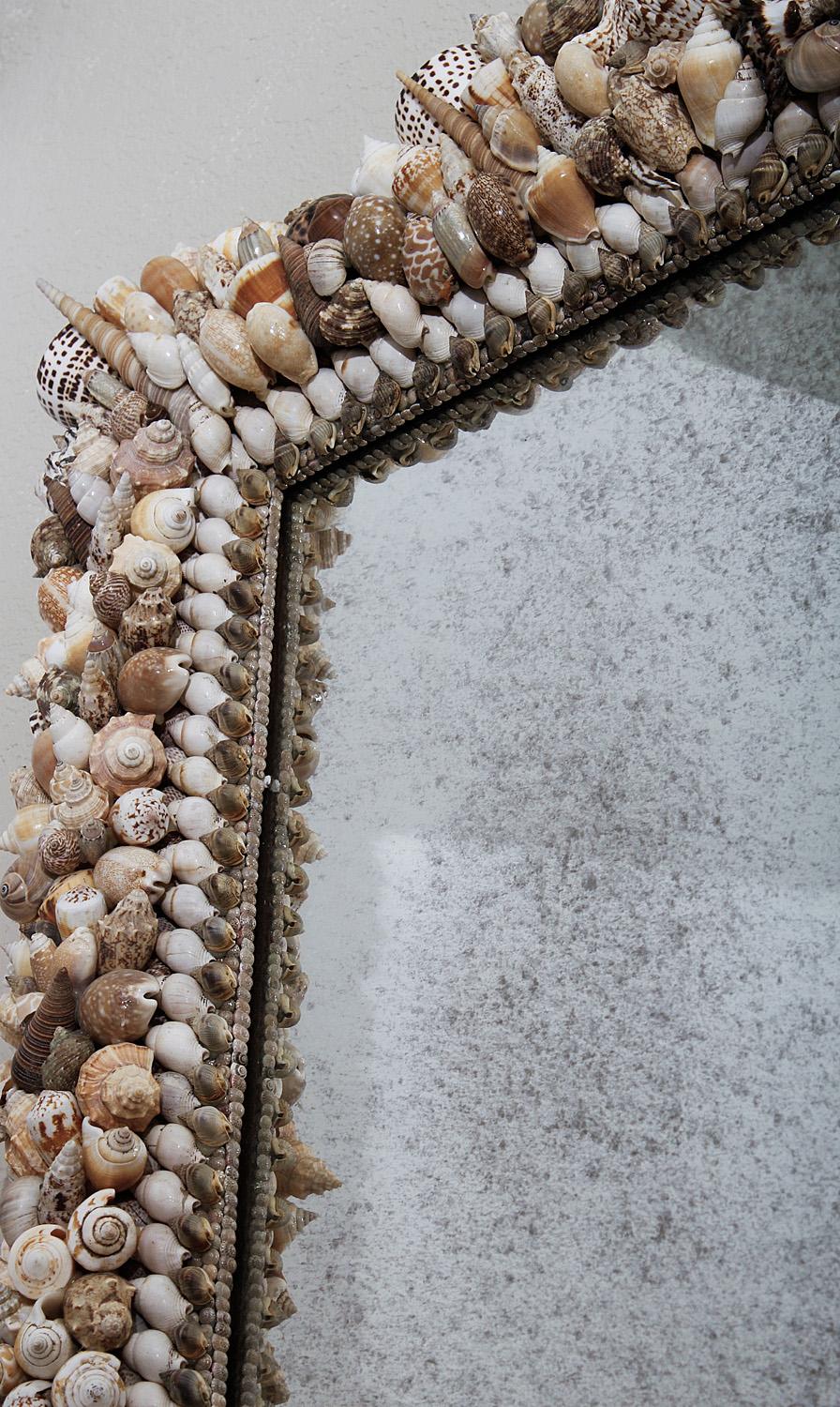 Large Vintage Sea Shell Encrusted Mirror at 1stDibs