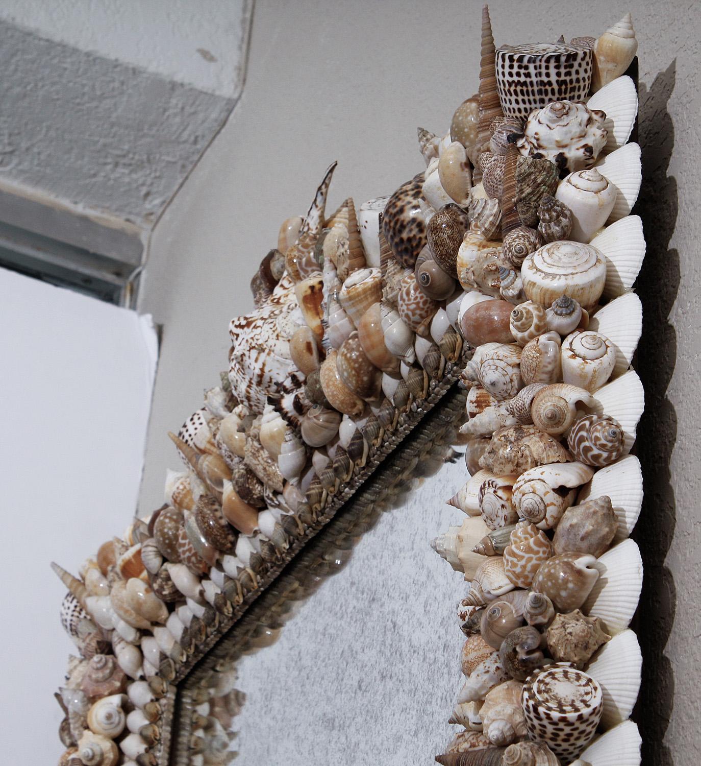 Large Vintage Sea Shell Encrusted Mirror at 1stDibs