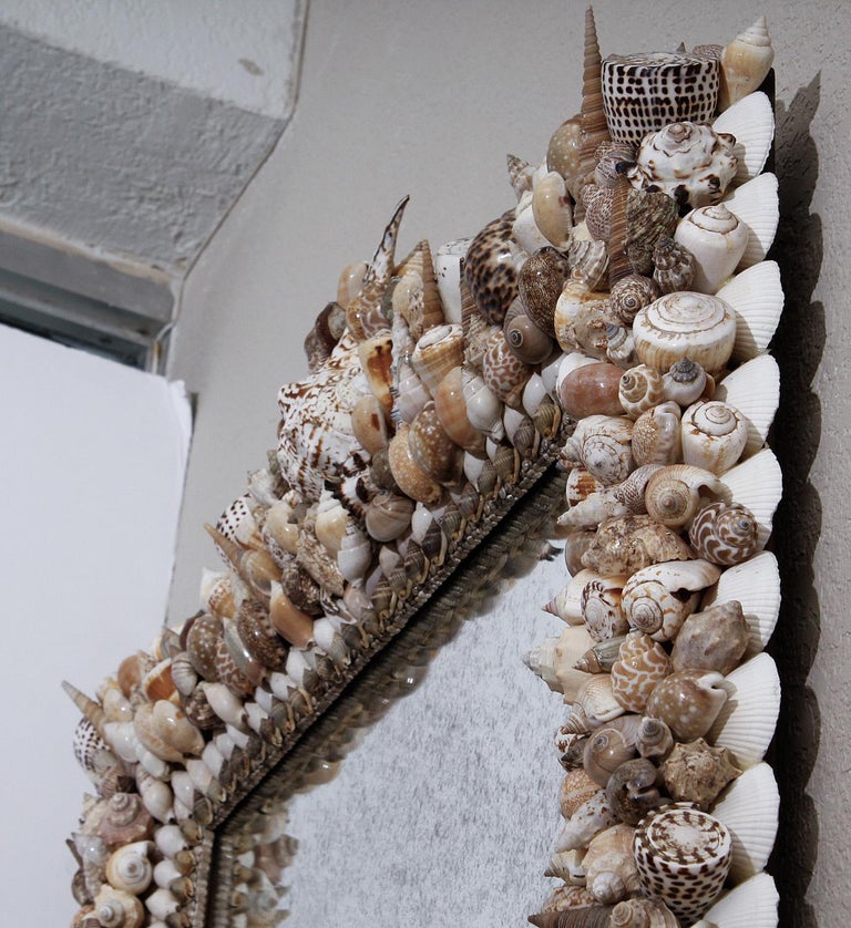 Large Vintage Sea Shell Encrusted Mirror at 1stDibs