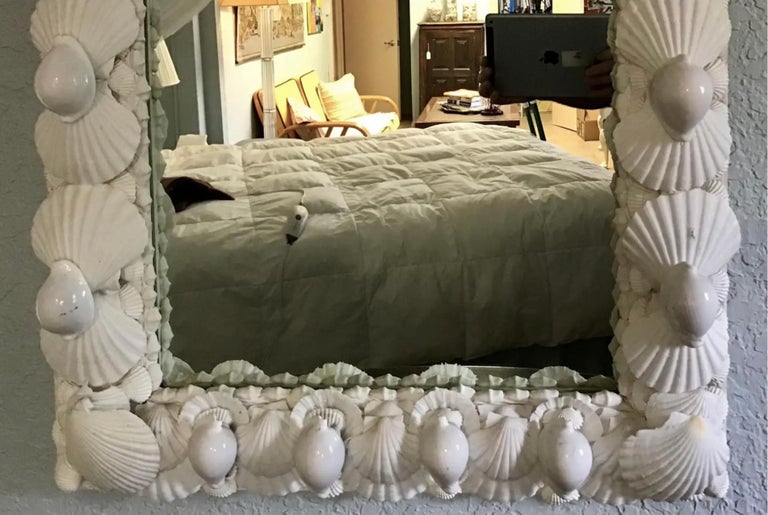 Large Vintage Seashell Pagoda Mirror For Sale at 1stDibs