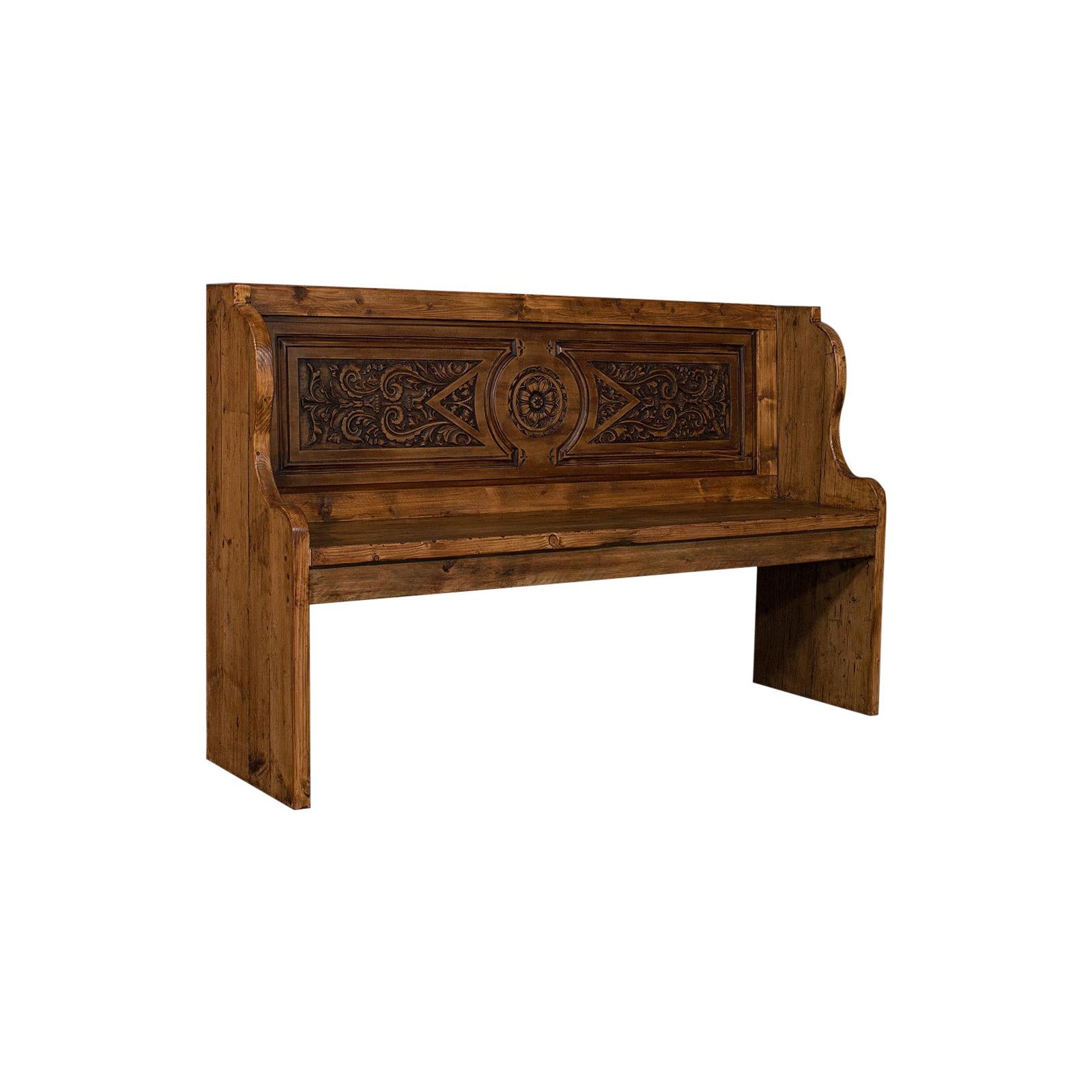 Large Vintage Settle, French, Provincial, Bench, Pew, Midcentury, circa ...