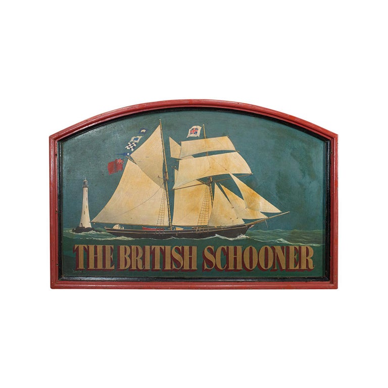 Large Vintage Ship Pub Sign, English, Pine, Bar, Billboard, Maritime ...