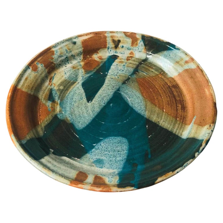 Large Vintage Studio Pottery Plate at 1stDibs